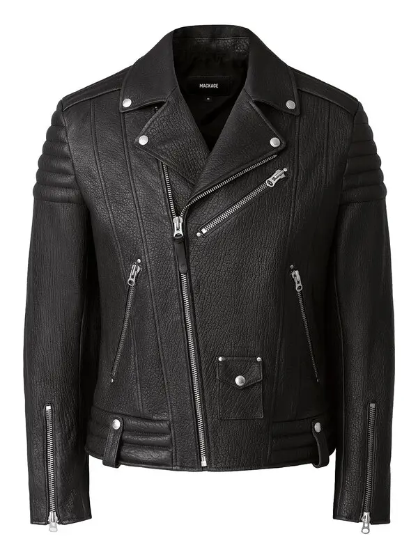 Mackage Kenneth-pb Leather Moto Jacket - Black