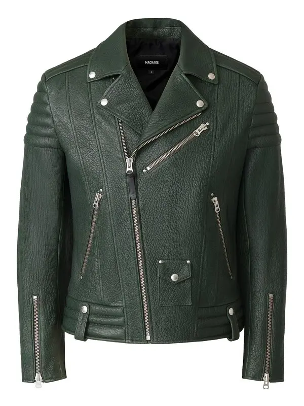 Mackage Kenneth Leather Moto Jacket - Evergreen