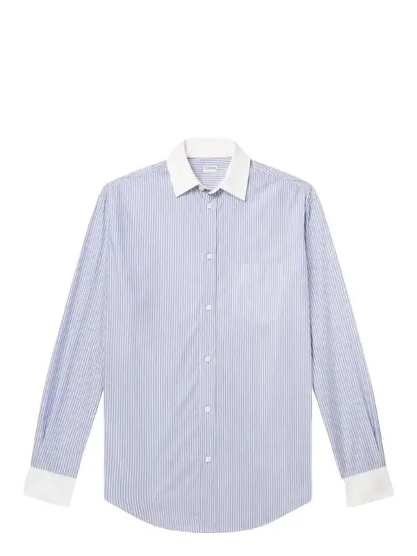 TOTEME Striped Cotton-poplin Shirt - Blue