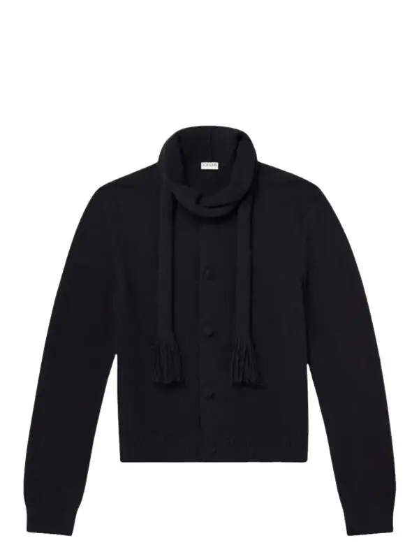 TOTEME Cashmere Scarf-detailed Cardigan - Black