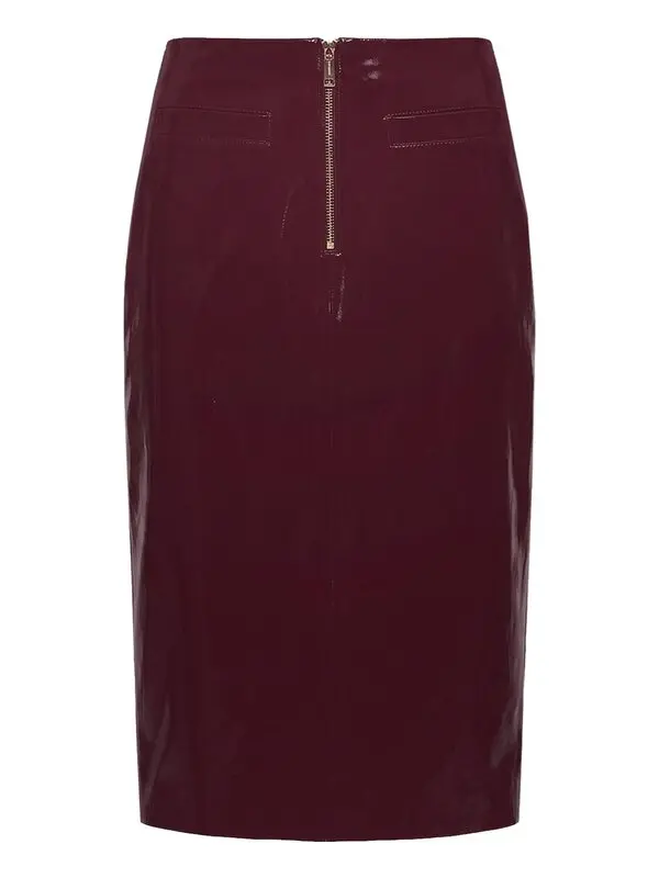 SELF-PORTRAIT Vinyl Midi Skirt - Red