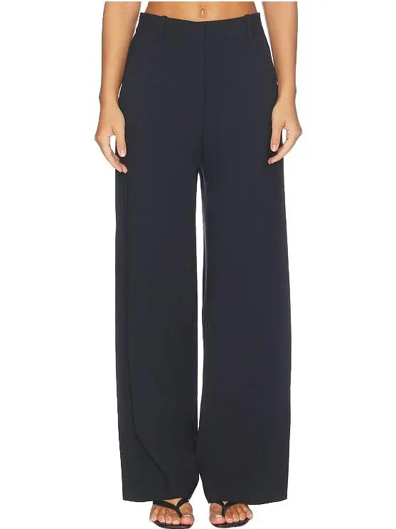 Theory Classic Pleated Trousers In Navy - Deep Navy