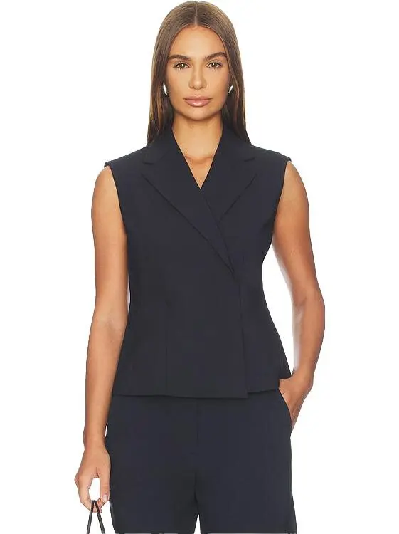 Theory Hourglass Asymmetric Vest Top In Navy - Deep Navy