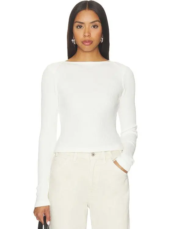 Citizens Of Humanity Long Sleeve Baby Waffle Tee In Ivory - Pashmina
