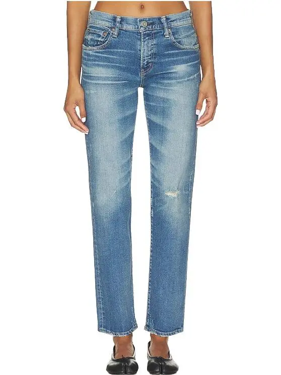 Moussy Vintage Velma Slim Straight Leg Jeans - Blue