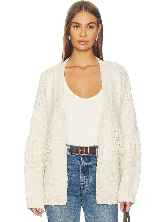 Autumn Cashmere Fringe Oversized Cardigan In Neutral - Sand