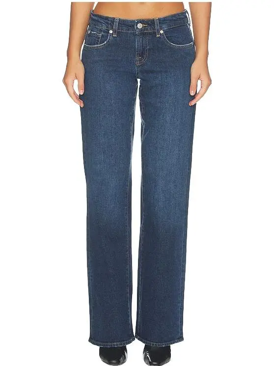 7 For All Mankind Low Straight Jean In Blue - Indiglow