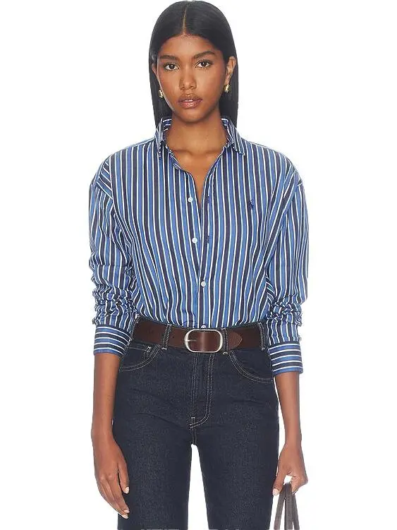 Polo Ralph Lauren Striped Cotton Blouse - Blue Multi
