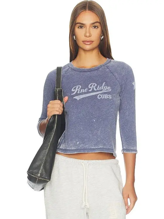 Daydreamer Pine Ridge Cubs Burnout Raglan Tee - Washed Indigo