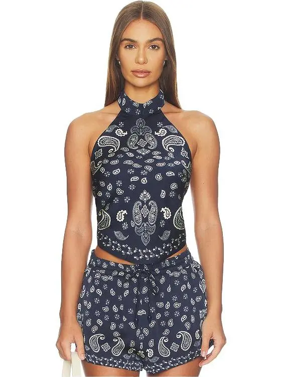 Rococo Sand Halter Neck Top - Navy