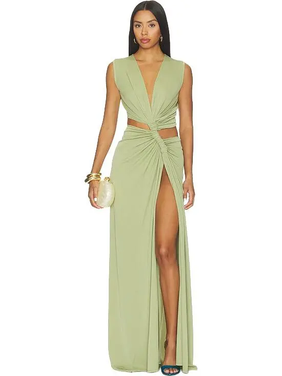 SID NEIGUM Triple Loop Knit Dress In Green - Pistachio