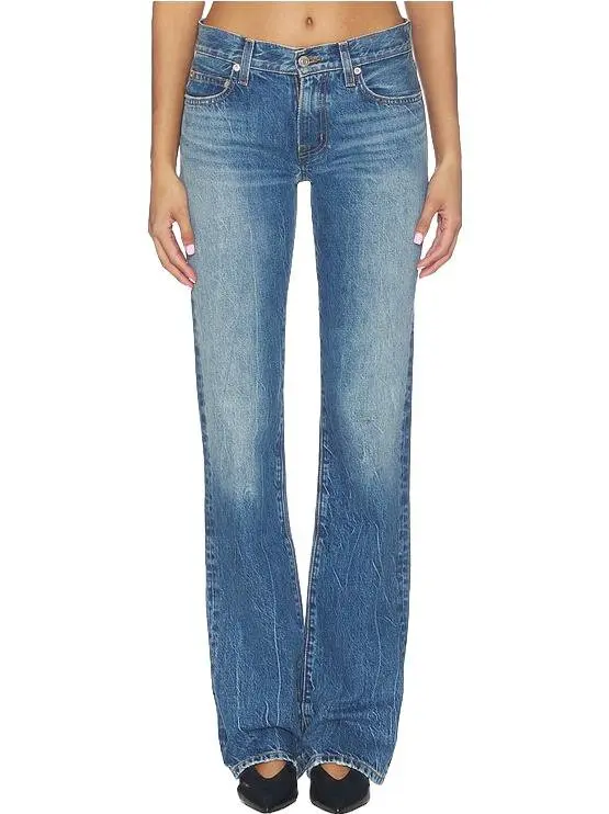 Eterne Denim Low Rise Bootcut Jean In Blue - Medium Indigo