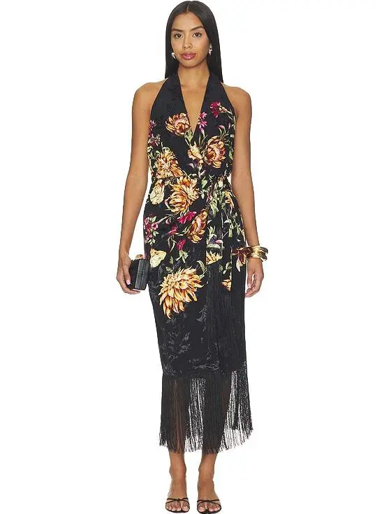 Hemant & Nandita Front Draped Midi Dress - Black