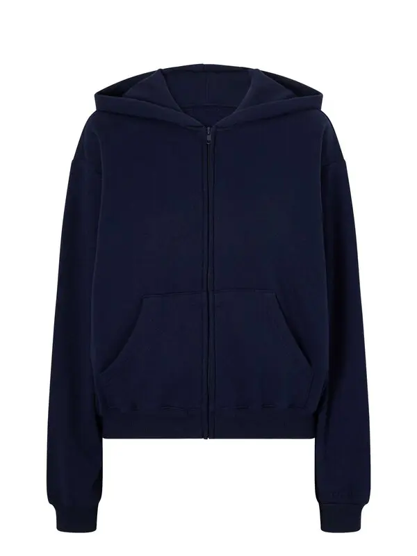 SKIMS Hooded Cotton-fleece Sweatshirt - Navy