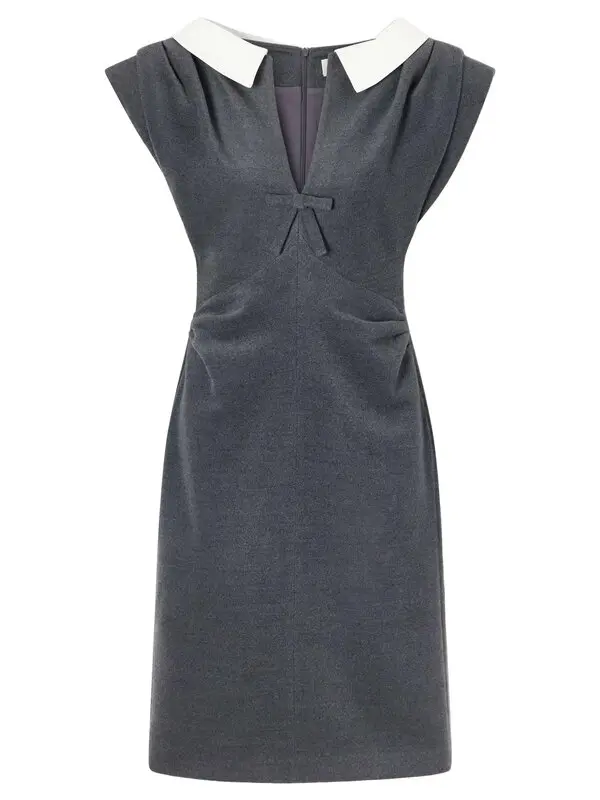 SHUSHU/TONG Gathered Wool-blend Midi Dress - Gray
