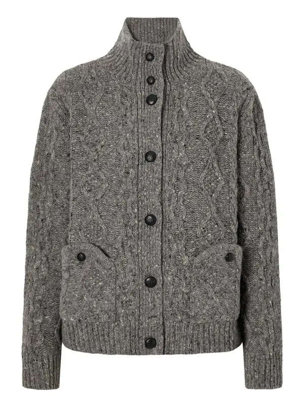 BLAZÉ MILANO Elfe Joni Cable-knit Wool-blend Cardigan - Gray