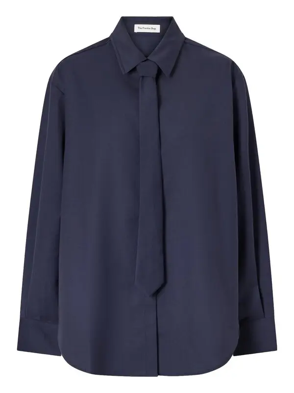 THE FRANKIE SHOP Peri Tie-detailed Oversized Georgette Shirt - Blue