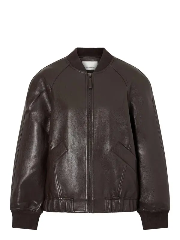 THE FRANKIE SHOP Alena Coated Bomber Jacket - Brown