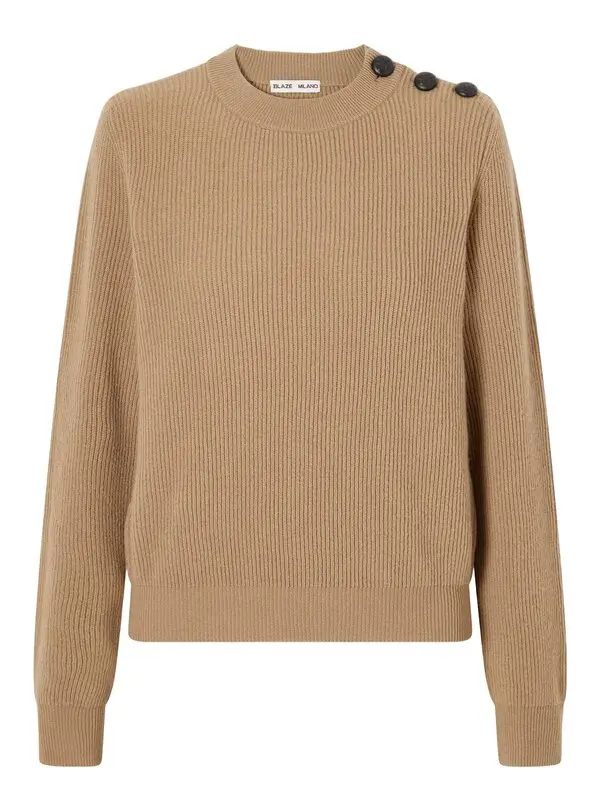 BLAZÉ MILANO Racka Ribbed Wool And Cashmere-blend Sweater - Camel