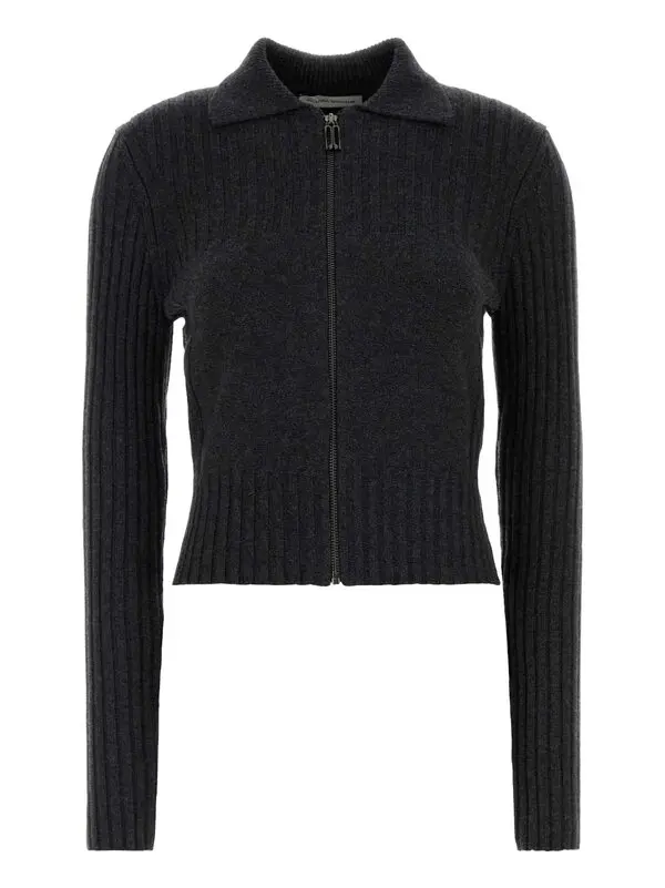Victoria Beckham Graphite Wool Blend Cardigan - Gray