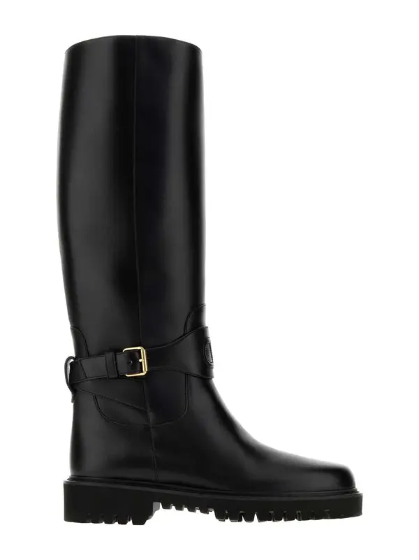 Valentino Garavani Leather Vlogo Signature Boots - Black