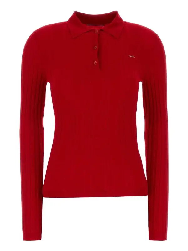 Prada Cotton Blend Polo Shirt - Red