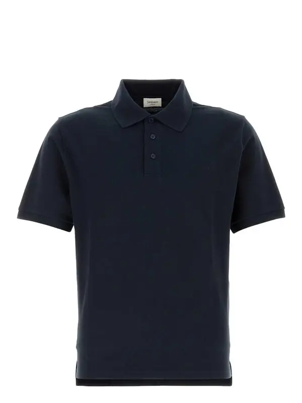 Saint Laurent Midnight Piquet Polo Shirt - Blue