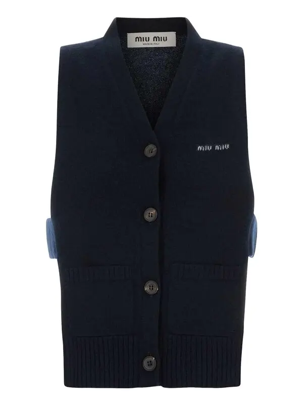 Miu Miu Midnight Cashmere Vest - Blue