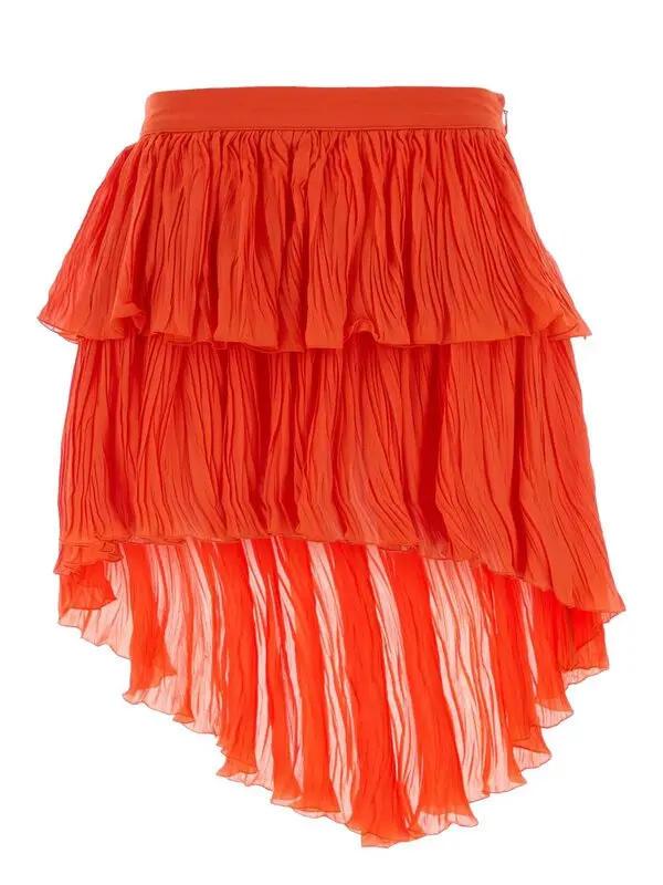 Blumarine Coral Crepe Mini Skirt - Red