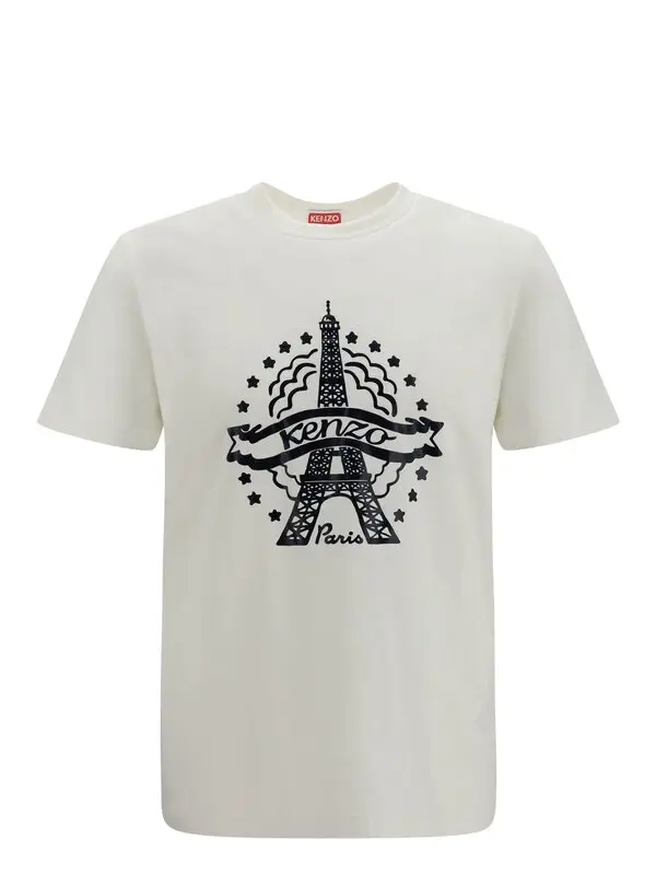 Kenzo Eiffel Tower Design Cotton T-shirt - White