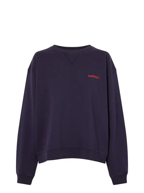 FRAME Logo-embroidered Cotton-jersey Sweatshirt - Blue