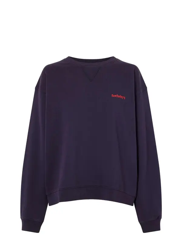 FRAME Sotheby's Logo-embroidered Cotton-jersey Sweatshirt - Navy
