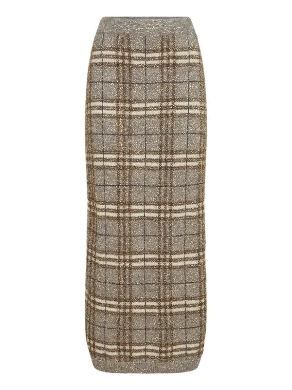 Brunello Cucinelli Check Sparkling Skirt - Grey