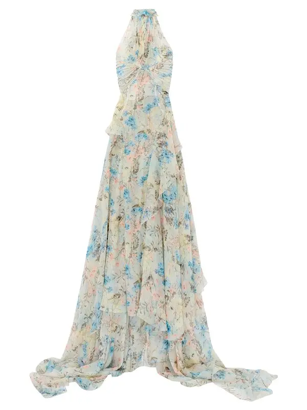 Alexander McQueen Silk Floral Maxi Dress - Green