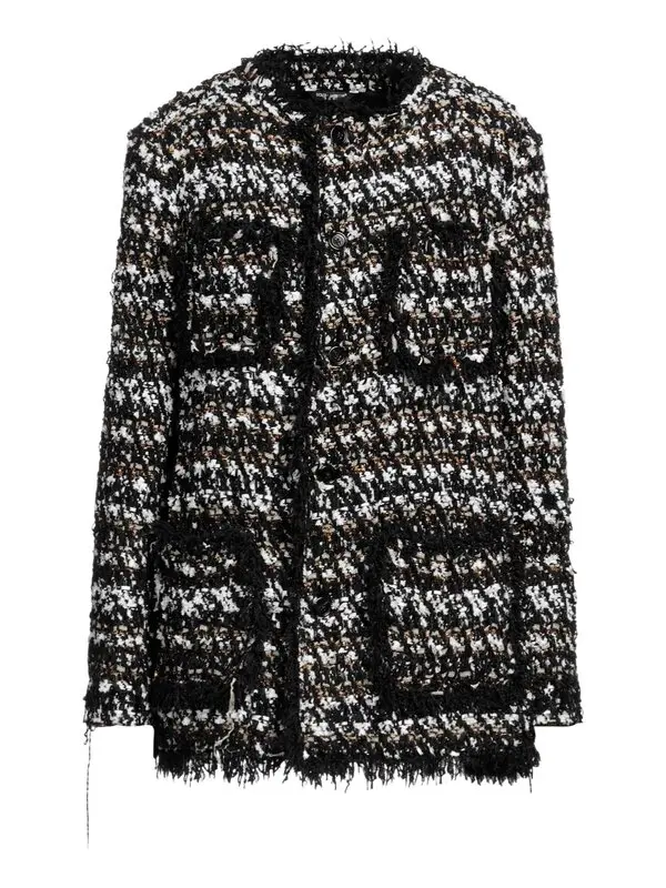 Dolce & Gabbana Colorful Single-breasted Wool Coat - Black