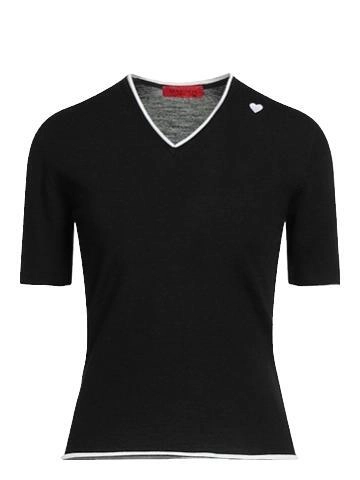 MAXCO. Solid Color Knit Short-sleeve Top - Black