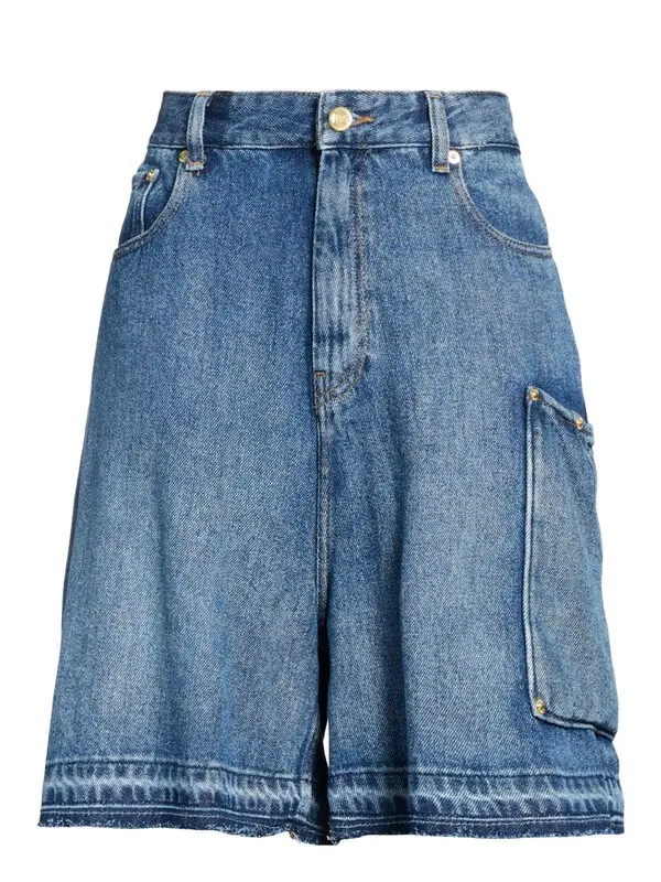 GANNI Light-colored Denim Work Shorts - Blue