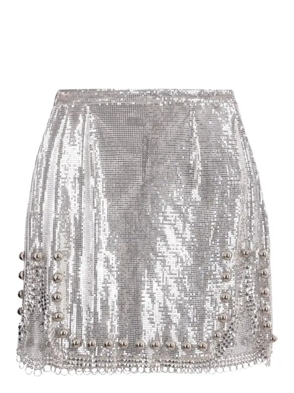 Rabanne Metallic Effect High Waist Skirt - Gray