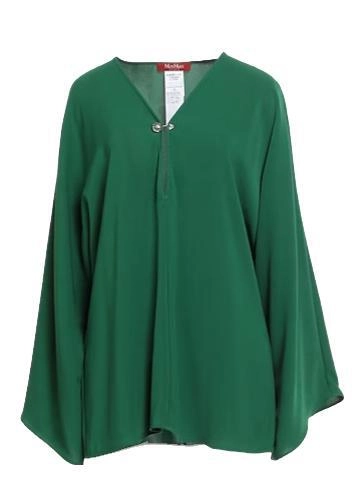 Max Mara Long Sleeve Crepe Shirt With Brooch Detail - Green