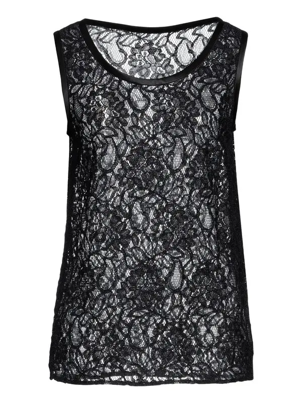 Dolce & Gabbana Printed Lace Sleeveless Top - Black