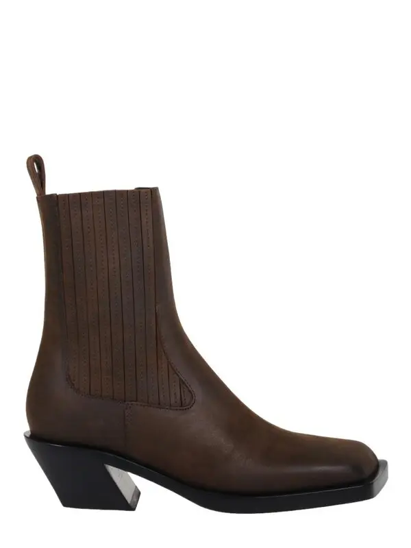 Amina Muaddi Rear Pull-ring Short Boots - Brown