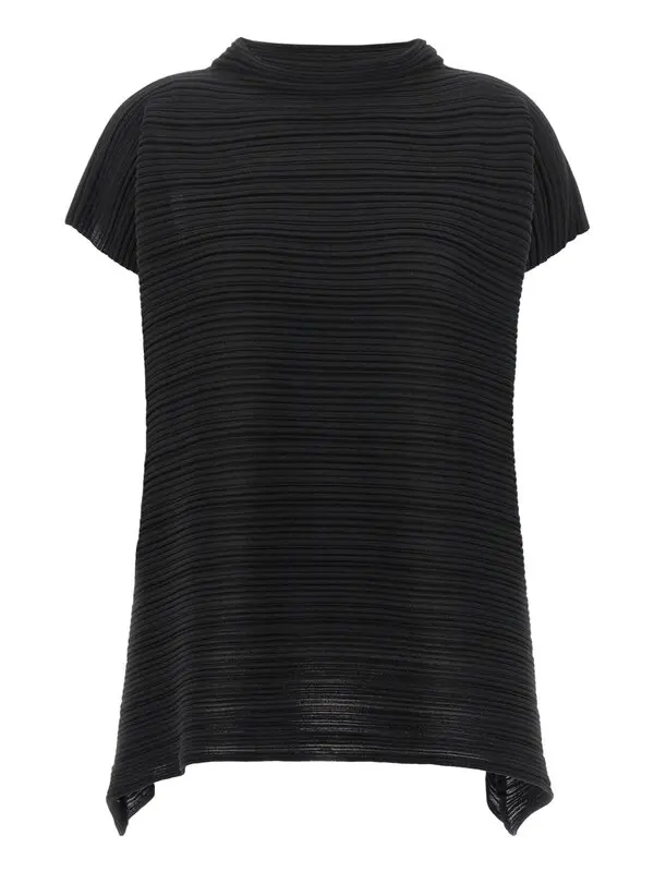 Issey Miyake Oversized Pleated Top - Black