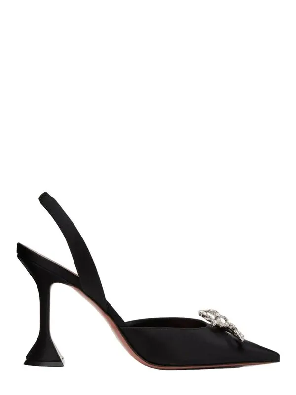 Amina Muaddi Satin High Heels - Black