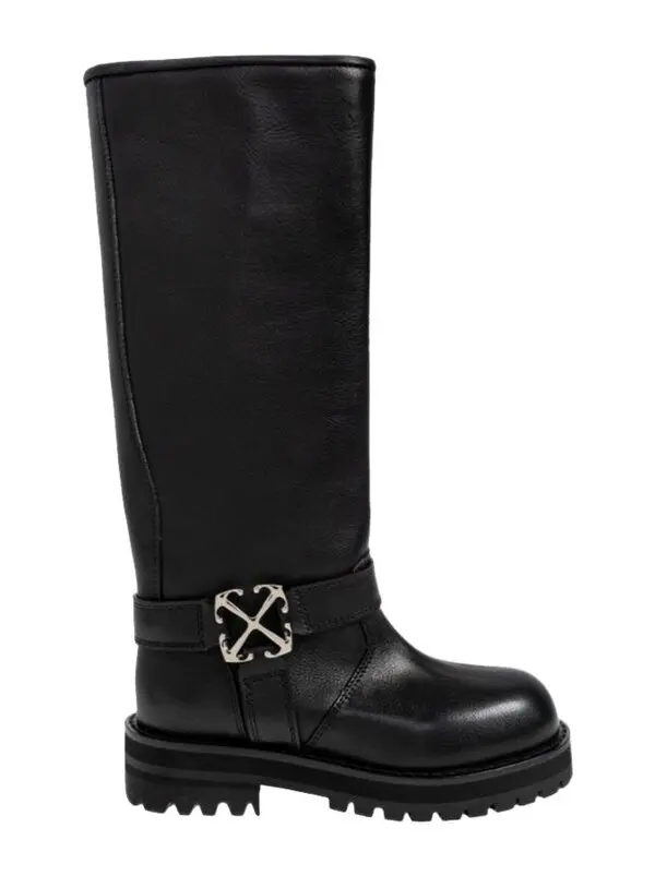 Off-White Logo Plaque Boots - Black