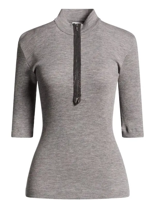 Brunello Cucinelli Jumpers With Zip - Grey