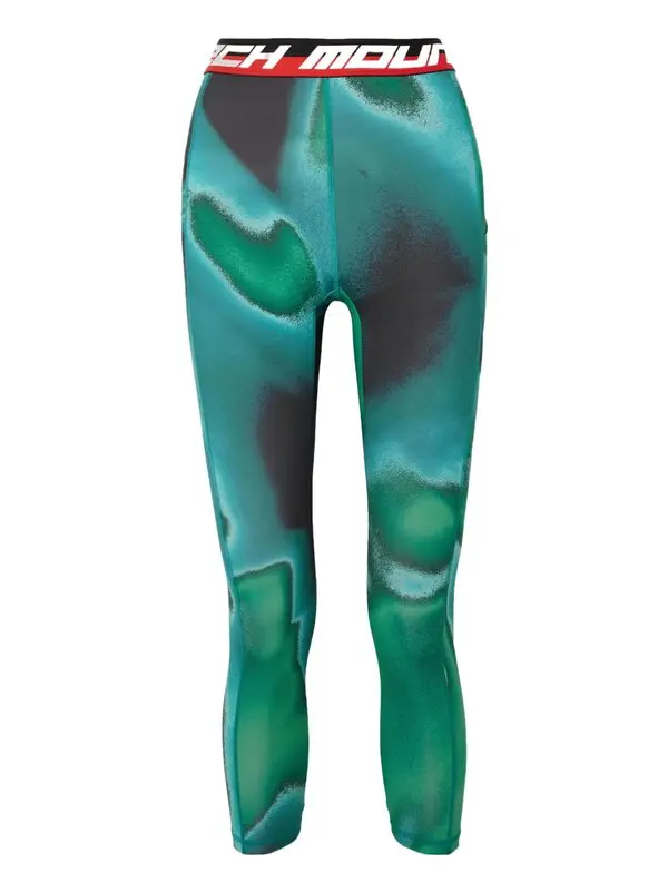 Aztech Mountain Printed Slim-fit Sports Leggings - Blue
