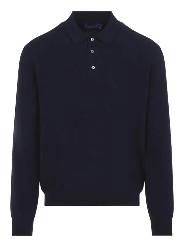 Ralph Lauren Long-sleeve Knitted Polo Shirt - Blue