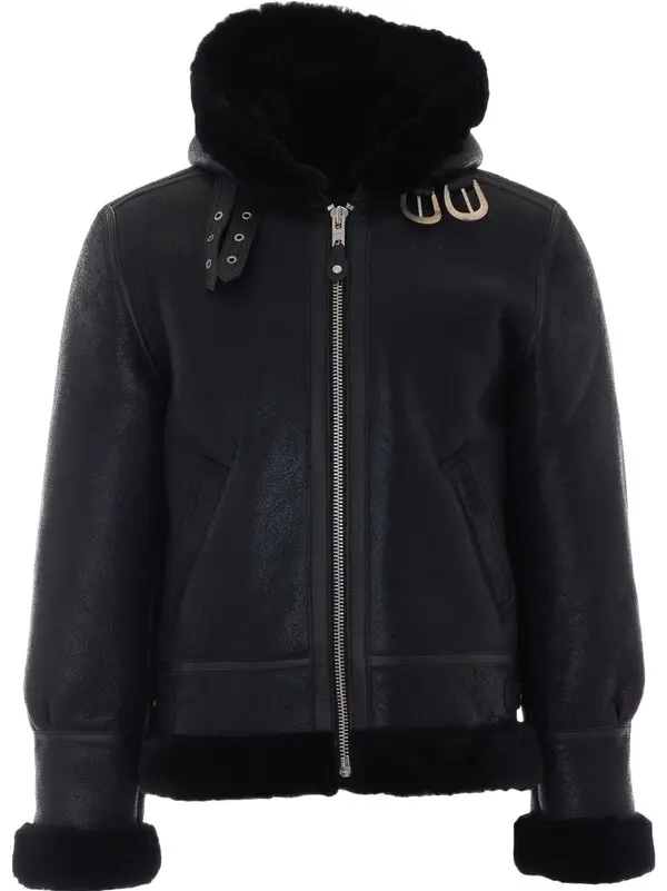 SCHOTT Long-sleeved Leather Jacket - Black