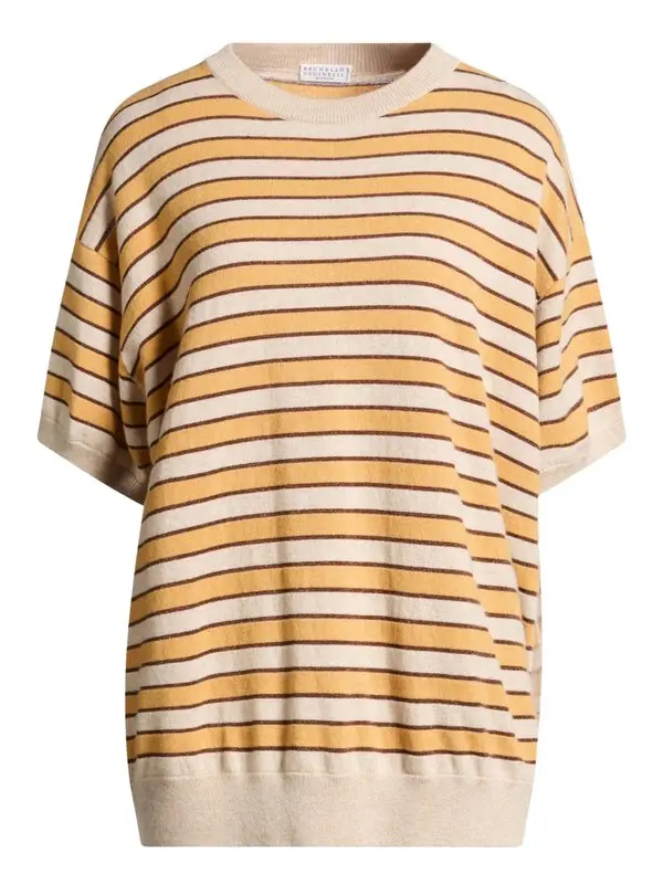 Brunello Cucinelli Short-sleeved Knitted Sweater - Beige