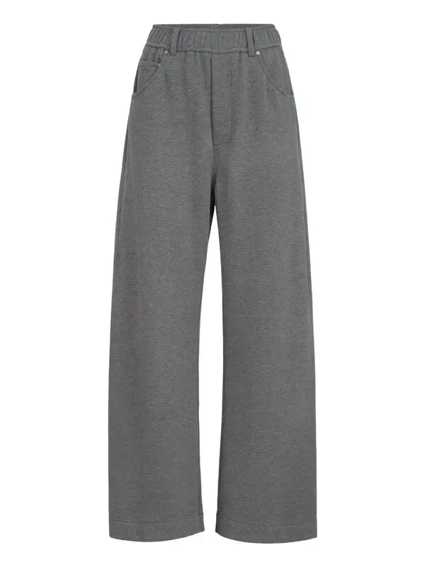 Brunello Cucinelli Smooth Cotton French Terry Trousers - Dark Gray